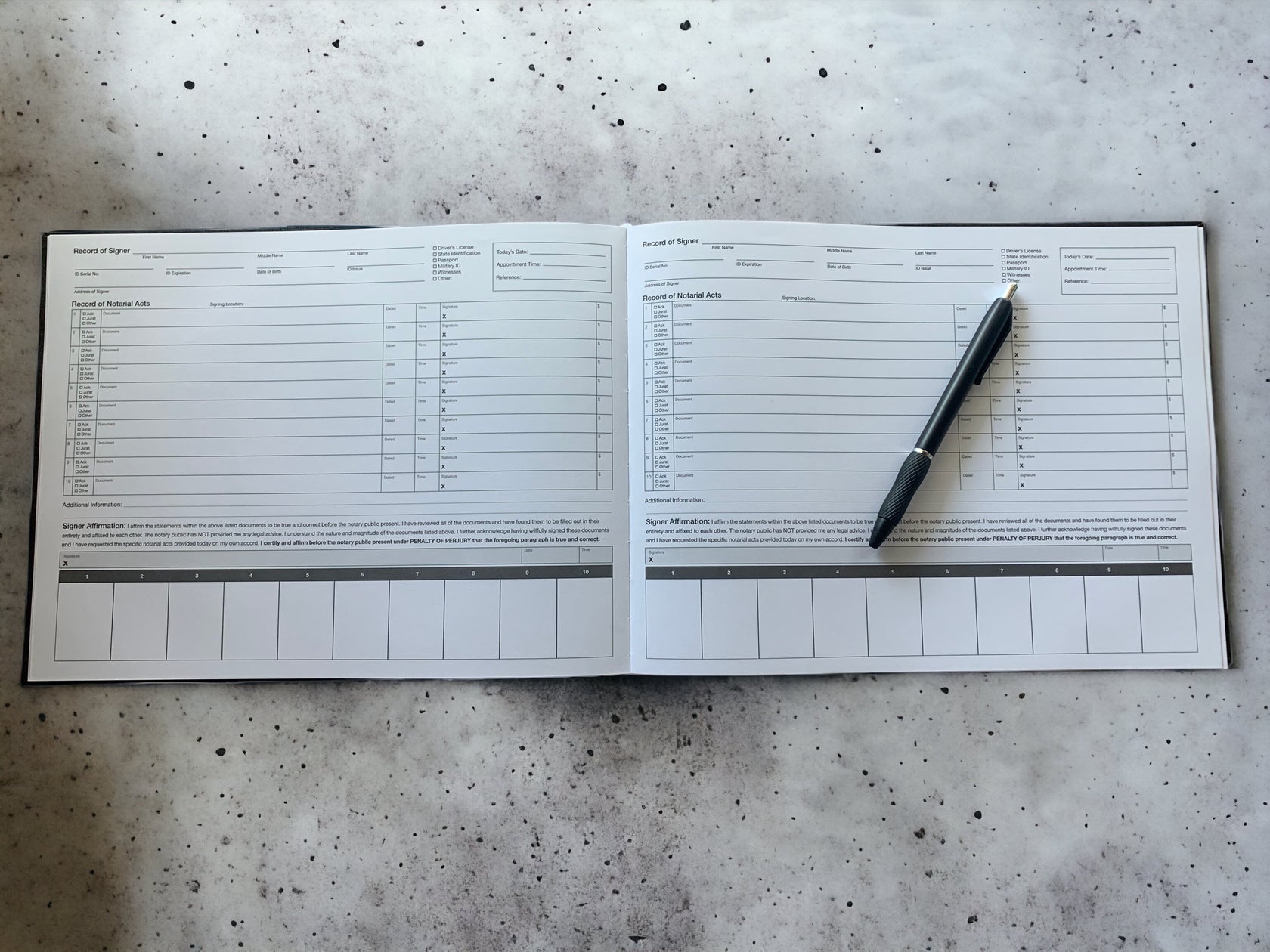 Hardbound Luxe Notary Journal | Record of Signatures – Notary in a Box